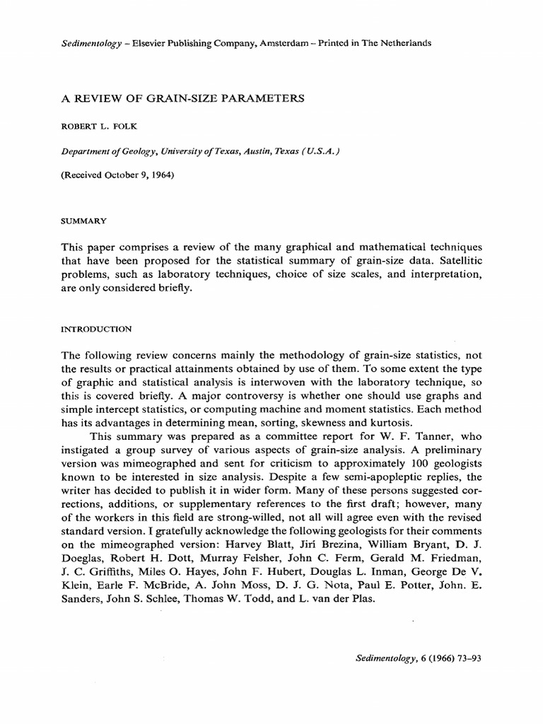 1964 - Folk. A Review of Grain Size Parameters | PDF