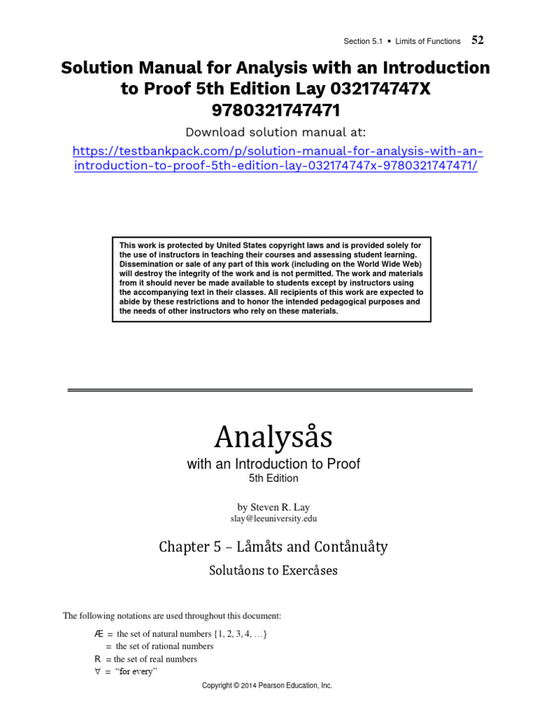 Analysis With An Introduction To Proof 5th Edition Lay Solutions Manual ...