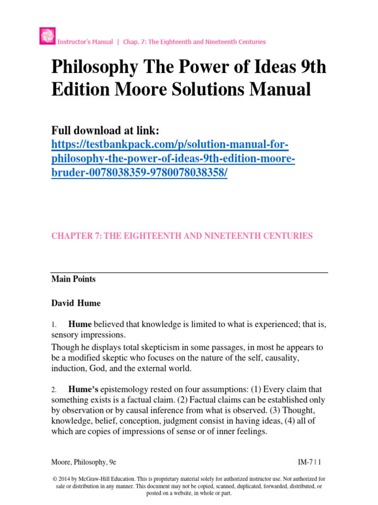 Philosophy The Power of Ideas 9th Edition Moore Solutions Manual 1 | PDF | Immanuel Kant ...