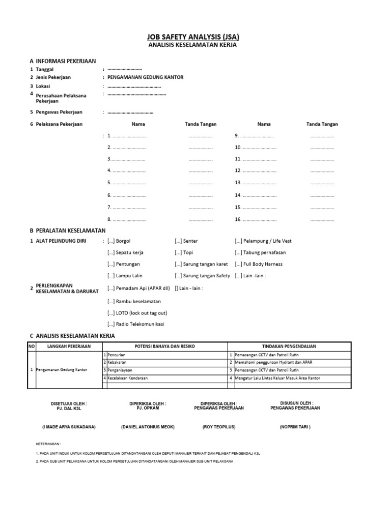 Checklist Perlengkapan Kerja Satpam | PDF
