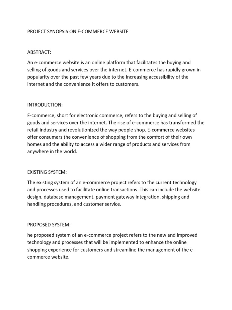 E-Commerce Website Project Synopsis | PDF | Computers