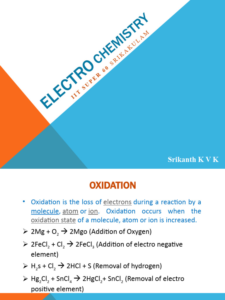 Electrochemistry: Oxidation and Reduction | PDF | Redox | Electrode