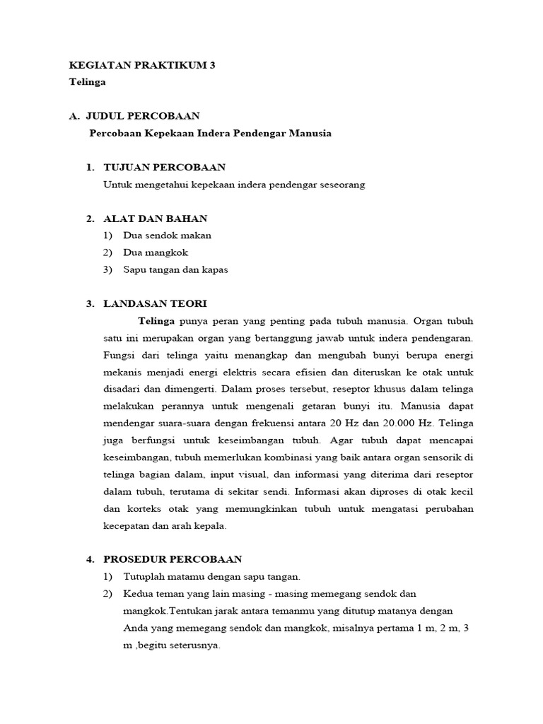 Laporan Telinga | PDF | Pengembangan Diri