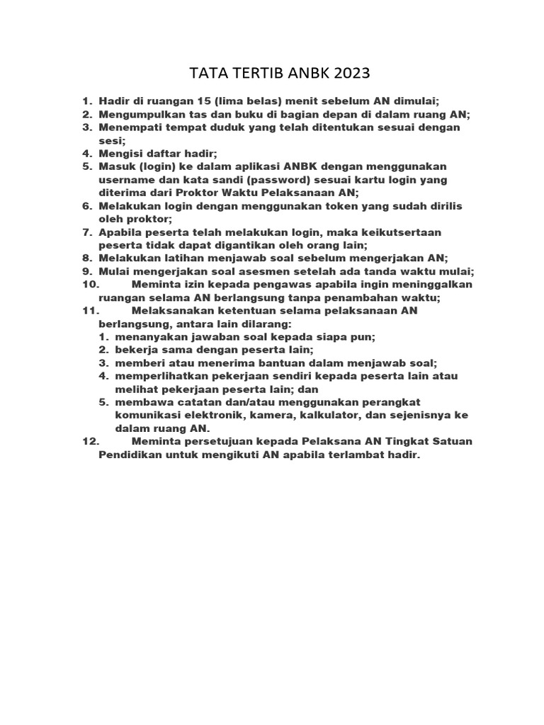 Tata Tertib Anbk 2023 | PDF