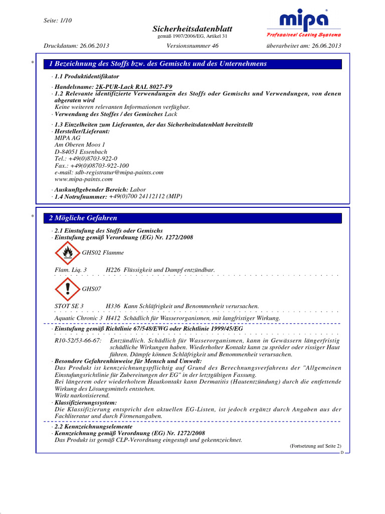 2k-Pur-Lack - Ral - 8027-f9 - D Mipa | PDF
