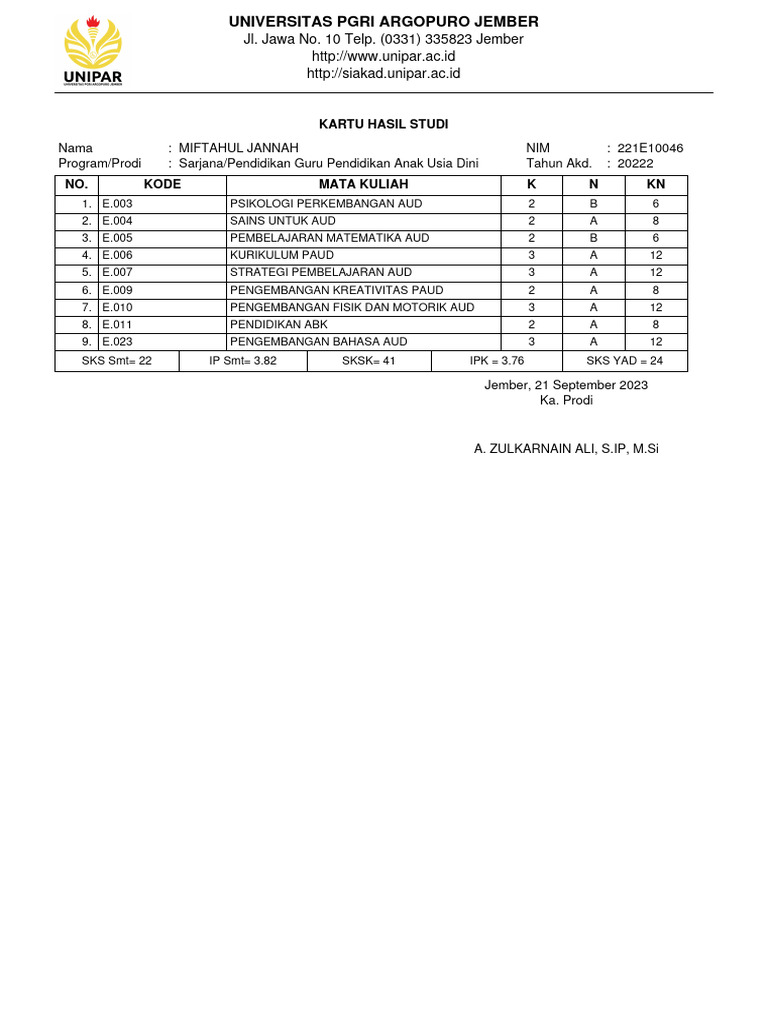 Khs - Miftahul Jannah | PDF