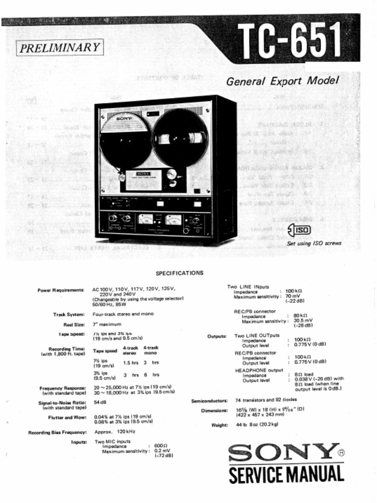 Sony tc-651 | PDF