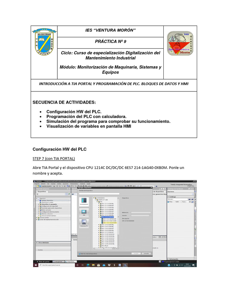 Práctica 9. Introducción a Tia Portal. HMI | PDF | Programación | Programa de computadora