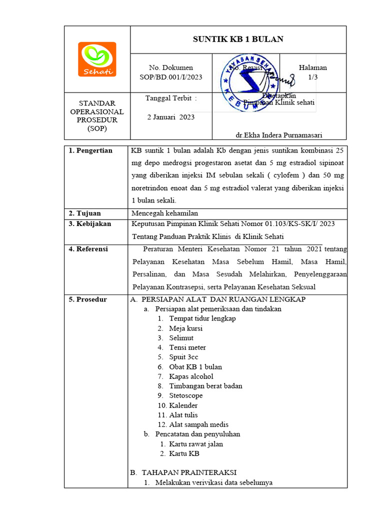 Suntik KB 1 Bulan | PDF