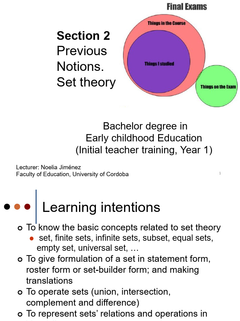 2.02 - Set theorySLIDES | PDF | Set (Mathematics) | Mathematical Objects