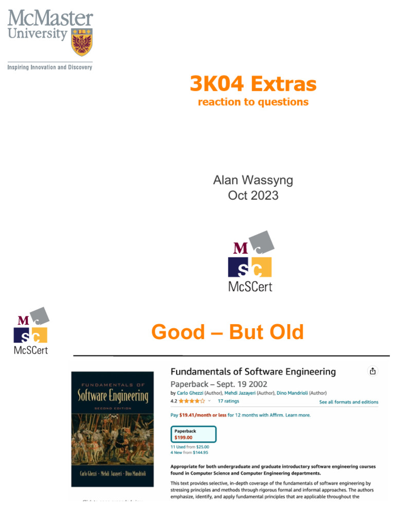 3K04 Extras: Alan Wassyng Oct 2023 | PDF
