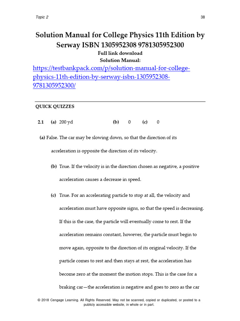 Solution Manual For College Physics 11th Edition by Serway ISBN ...