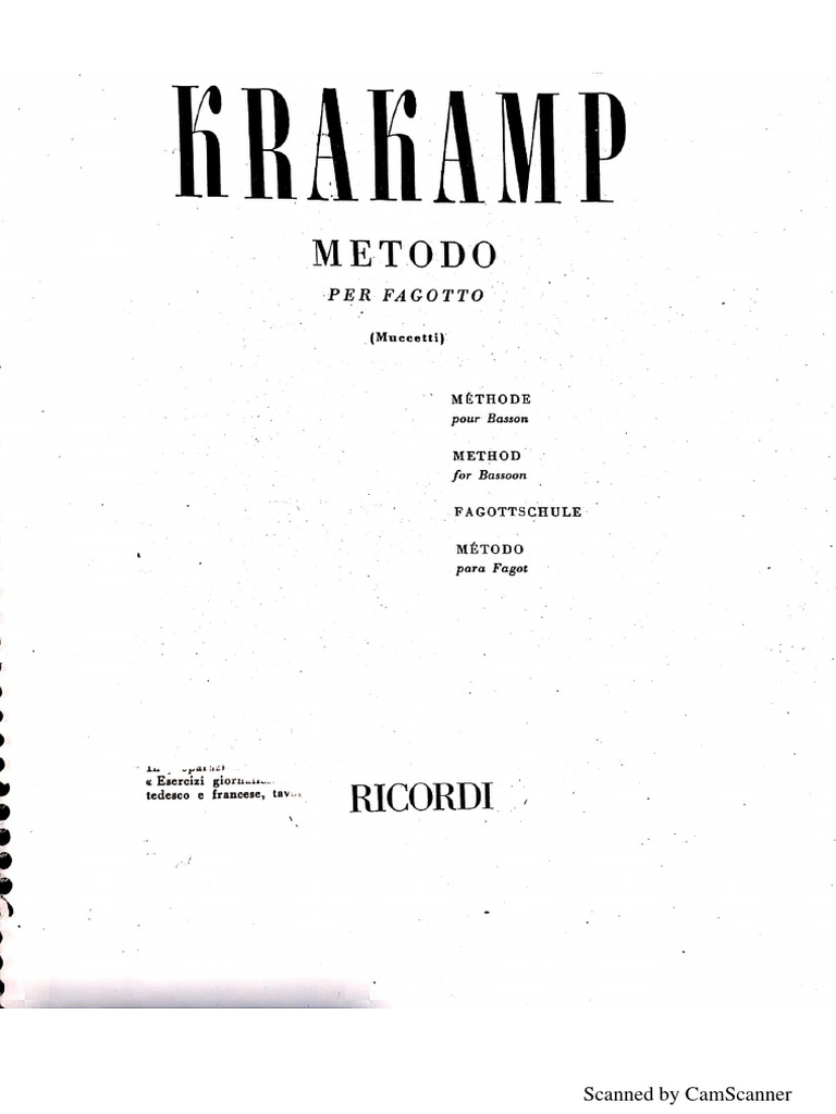 Krakamp - Metodo Per Fagotto | PDF