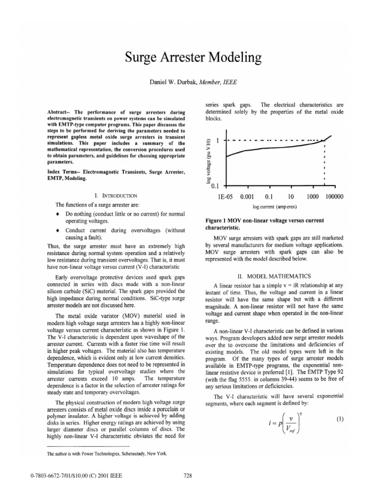 Surge Arrester Modeling | PDF | Electrical Network | Electrical ...