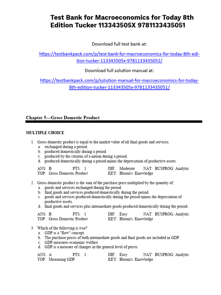 Macroeconomics For Today 8th Edition Tucker Test Bank 1 | PDF ...