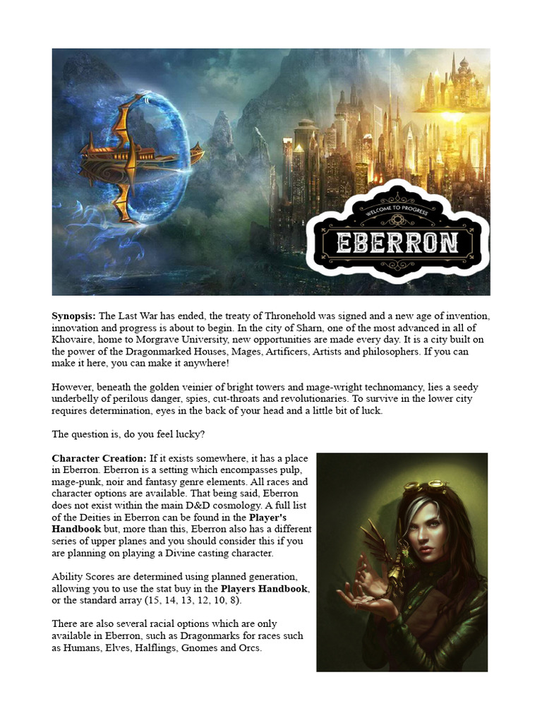 Eberron - Welcome To Progress | PDF | Role Playing Games | Dungeons ...