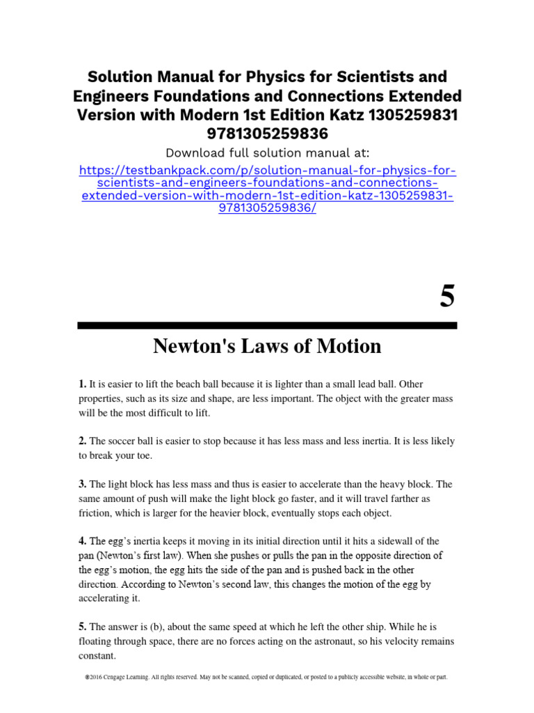 Physics Solution Manual: Newton's Laws | PDF | Force | Acceleration