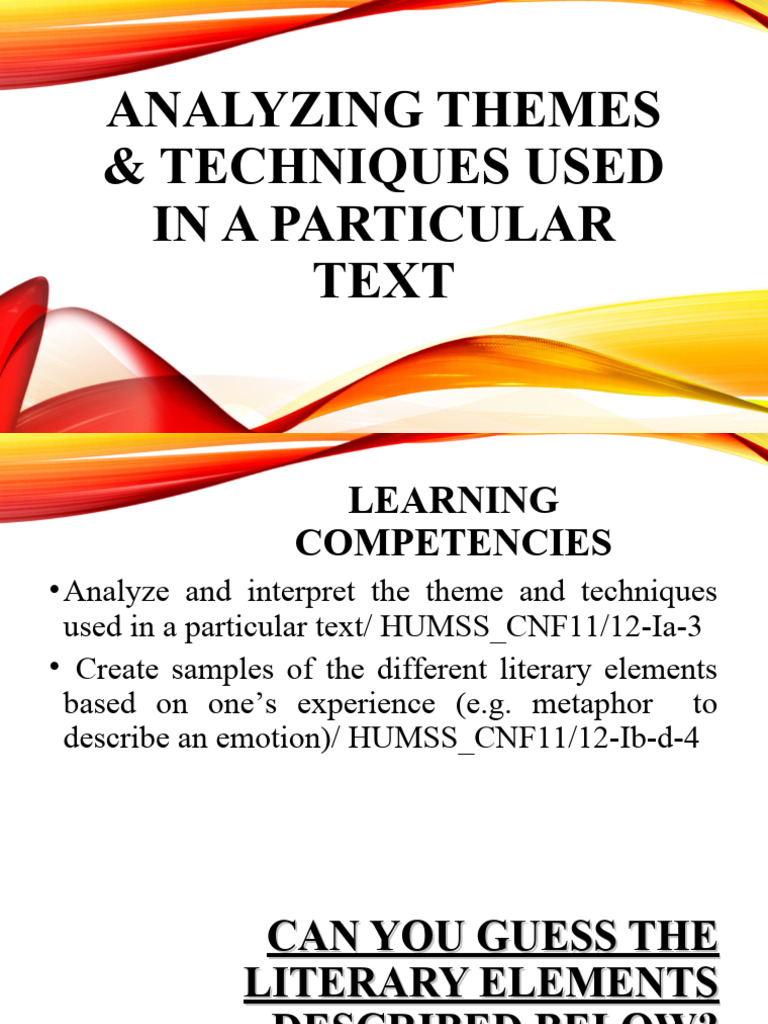 Analyzing Themes and Techniques | PDF | Poetry | Narration
