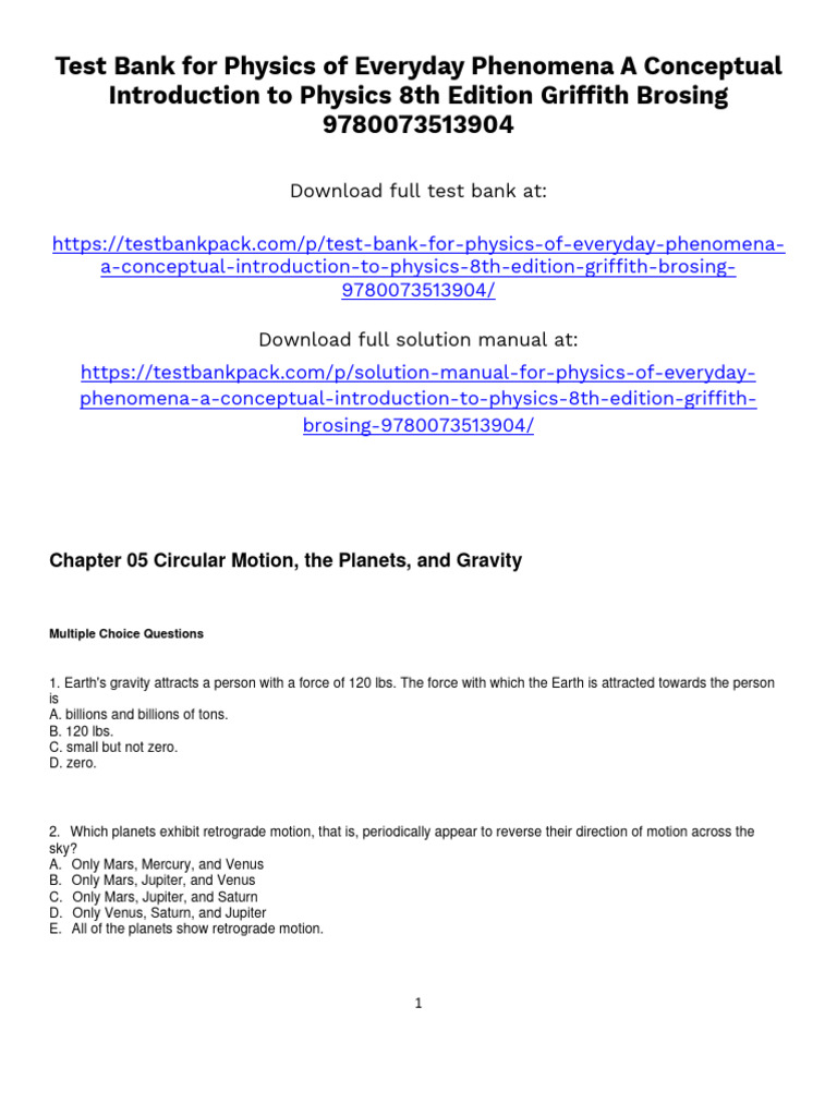 Physics of Everyday Phenomena A Conceptual Introduction To Physics 8th ...