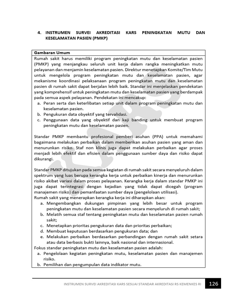Instrumen Survei Akreditasi KARS Sesuai STARKES 2022-134-156-PMKP | PDF