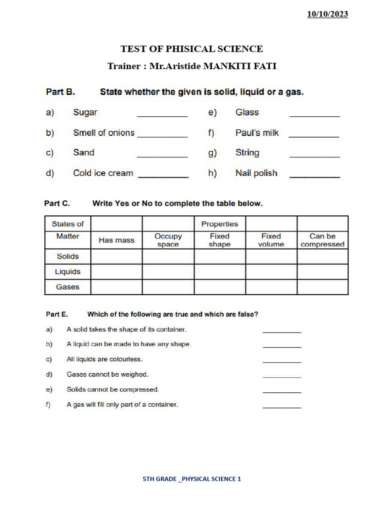 Test of Phisical Science | PDF
