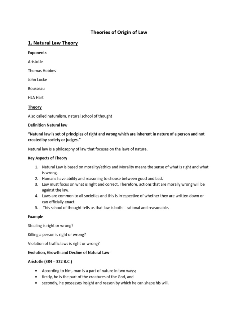 Theories of Origin of Law | PDF | Natural Law | Reason