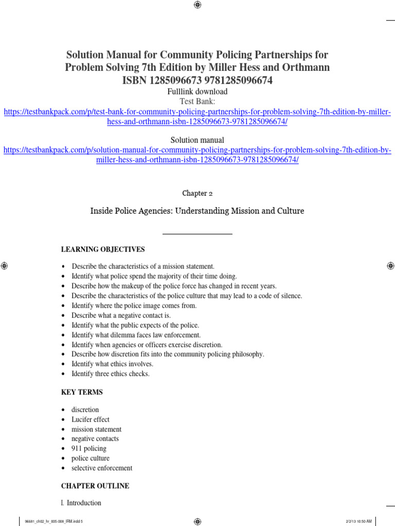 Solution Manual For Community Policing Partnerships For Problem Solving ...