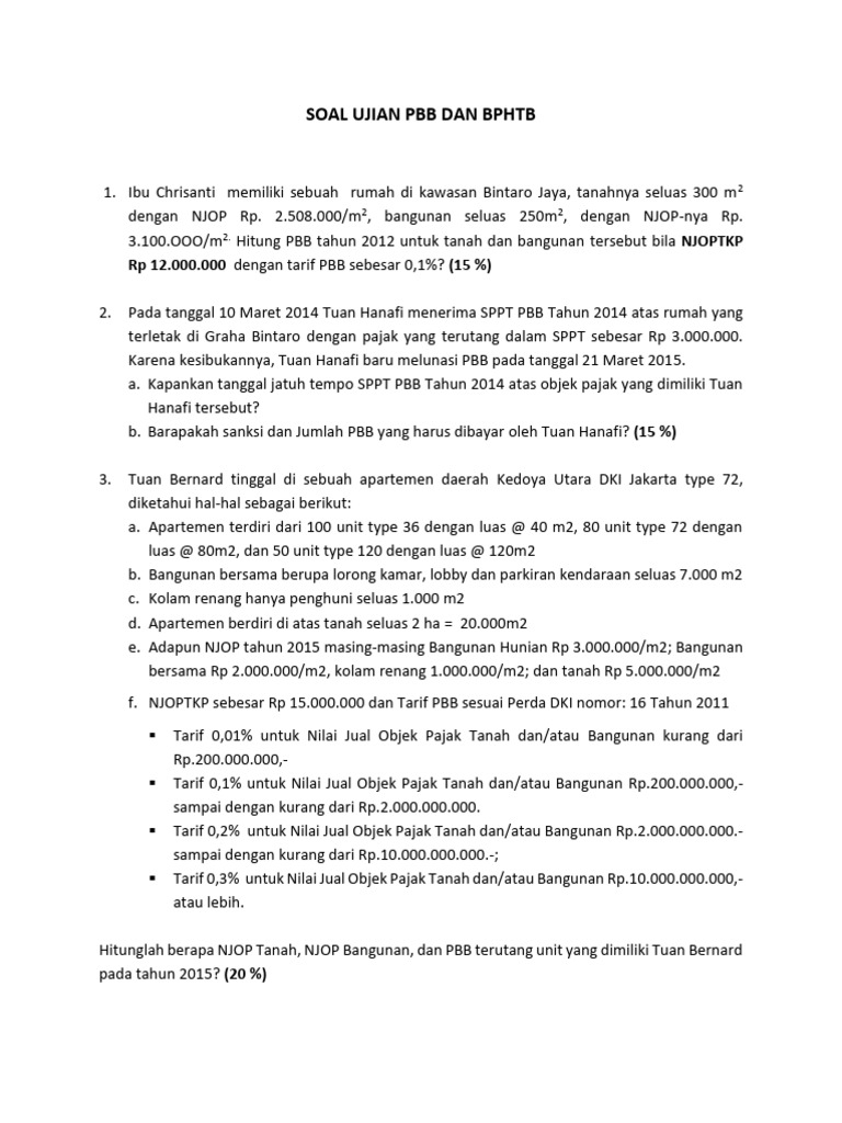 Soal Ujian PBB, BPHTB - 2 | PDF