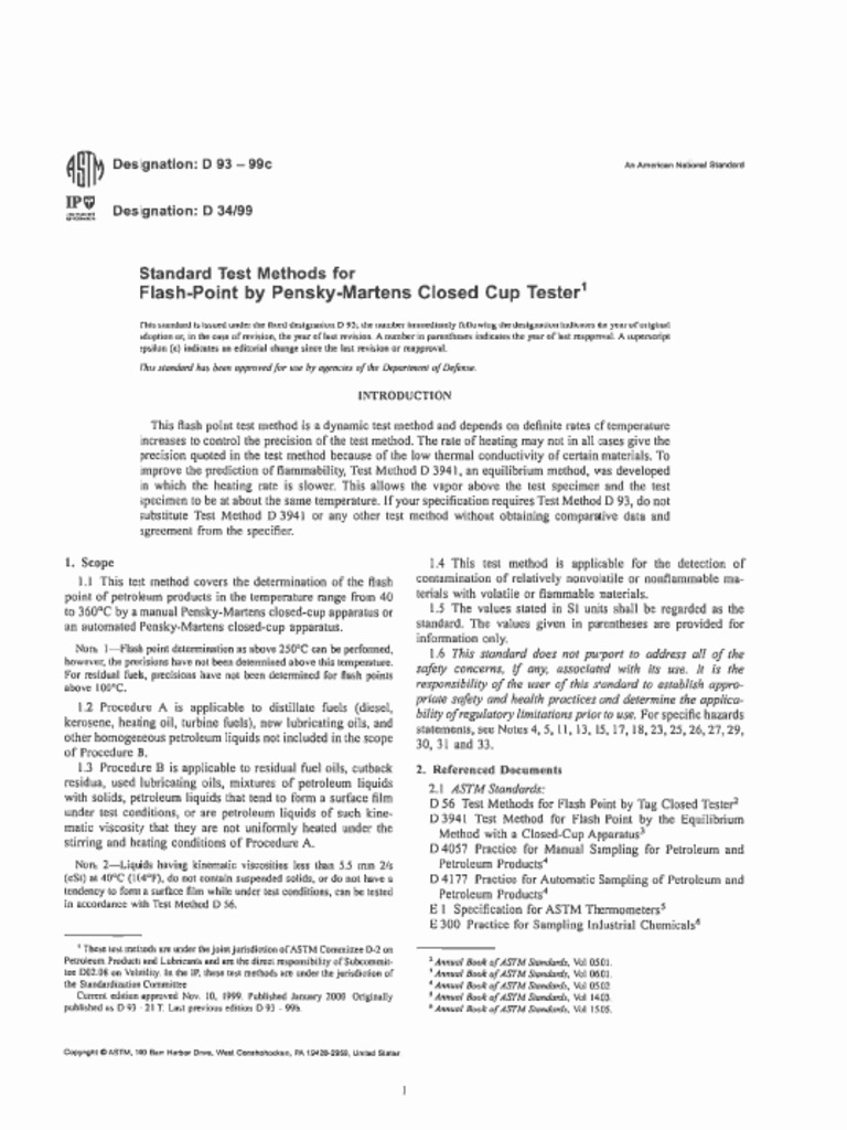 MT+PT - Astm D93-99C | PDF