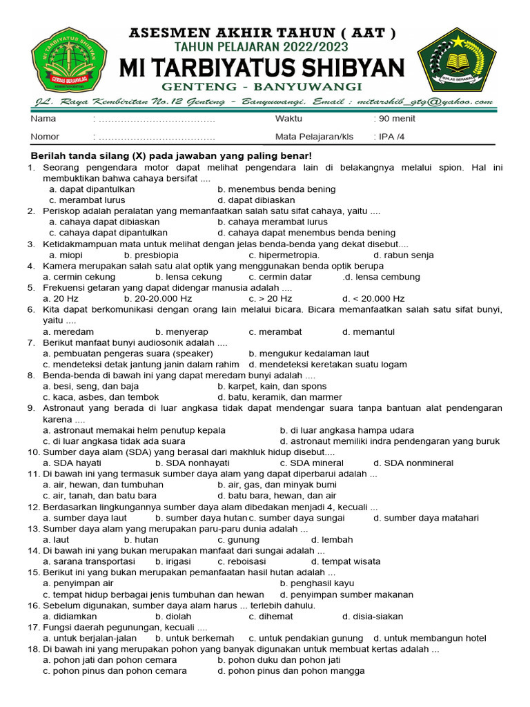 SOAL IPA Kls 4 AAT | PDF