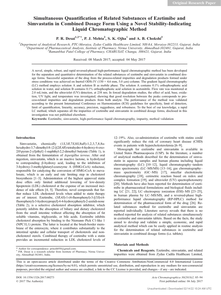 [20835736 - Acta Chromatographica] Simultaneous quantification of ...
