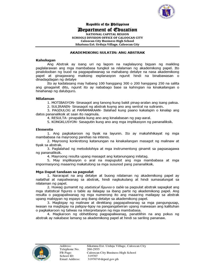 Group 4 Akademikong Sulatin Ang Abstrak | PDF