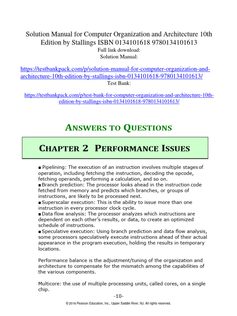 Solution Manual For Computer Organization and Architecture 10th Edition ...