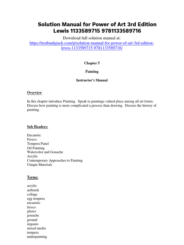 Power of Art 3rd Edition Lewis Solutions Manual 1 | PDF | Paintings ...