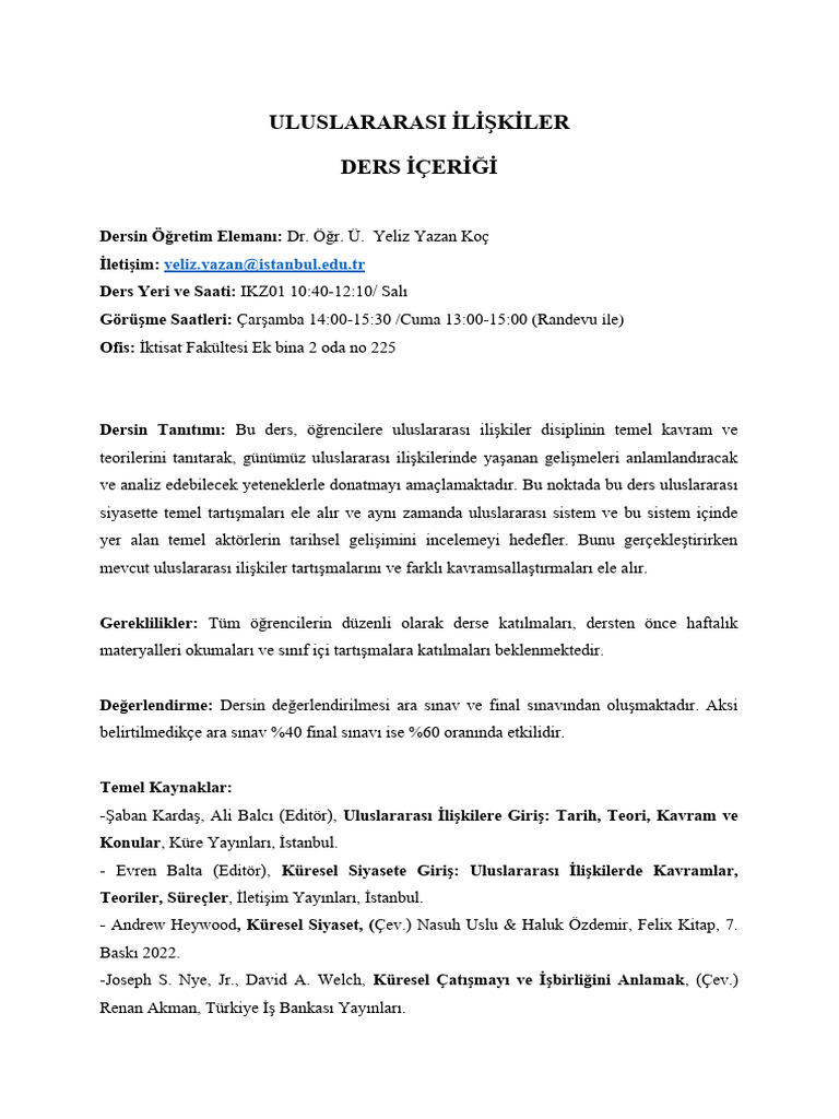 Uluslararasi İli̇şki̇ler | PDF