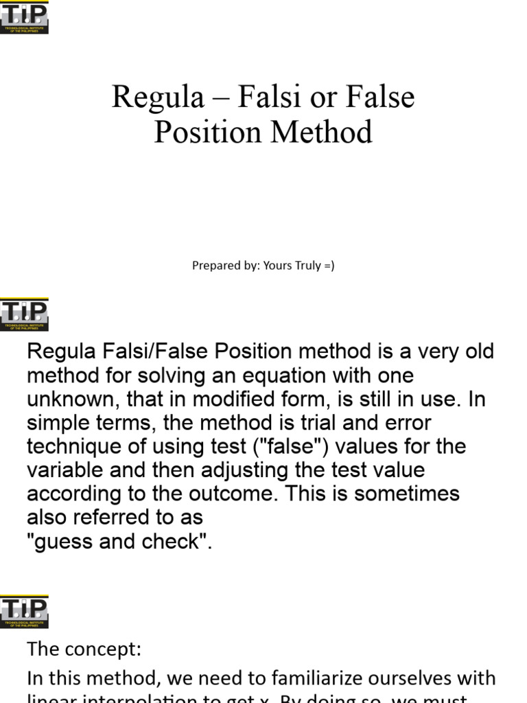 Regula Falsi or False Position Method | PDF