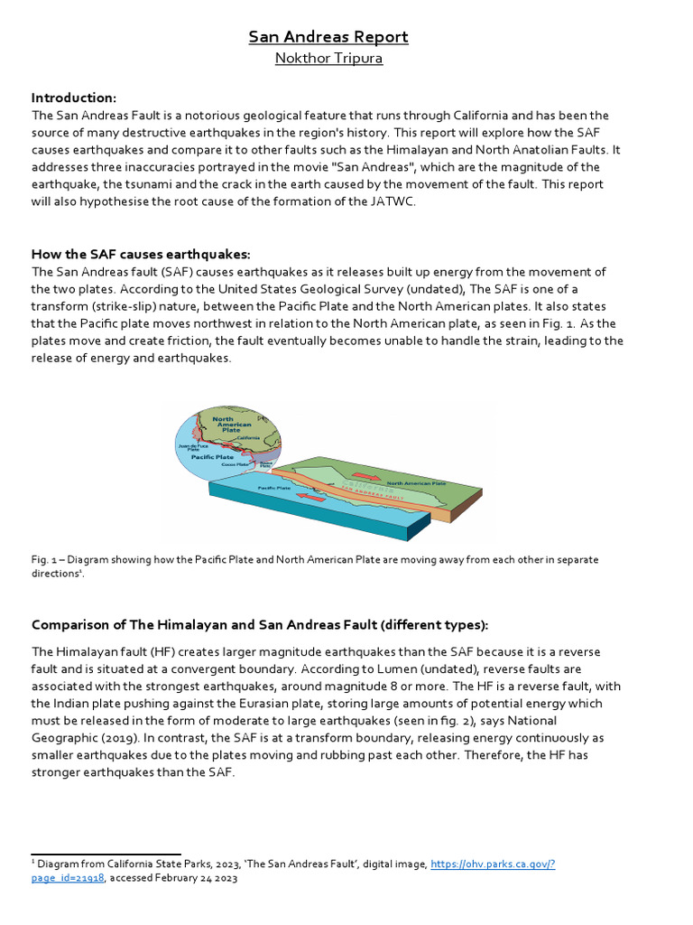 San Andreas Fault Report | PDF | Earthquakes | Plate Tectonics