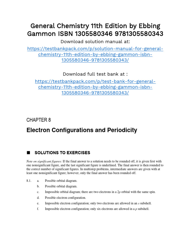 General Chemistry 11th Edition Ebbing Solutions Manual 1 | PDF ...