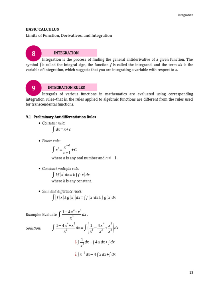 BACAL Integration Unit 1-2 | PDF | Integral | Mathematical Analysis