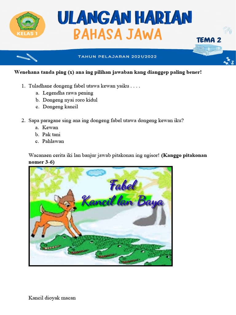 UH B Jawa Dongeng Kewan | PDF
