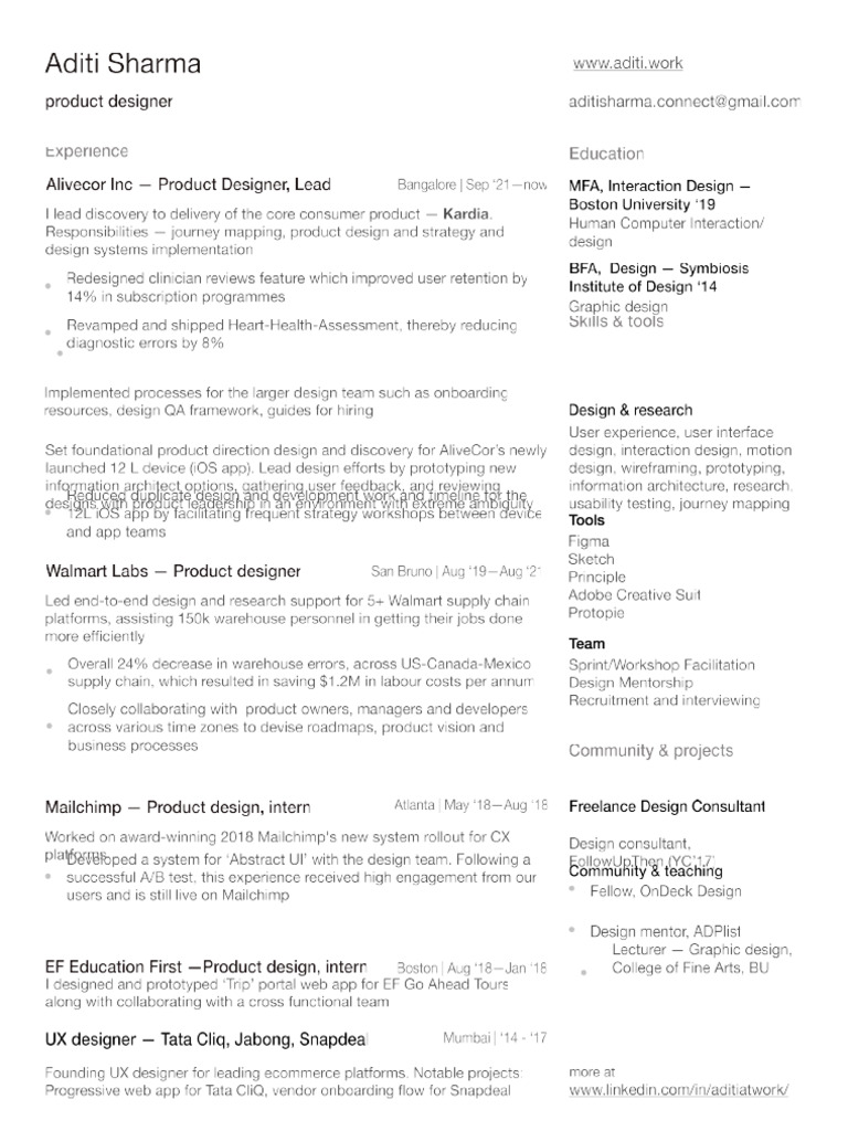 Aditi Sharma Resume | PDF