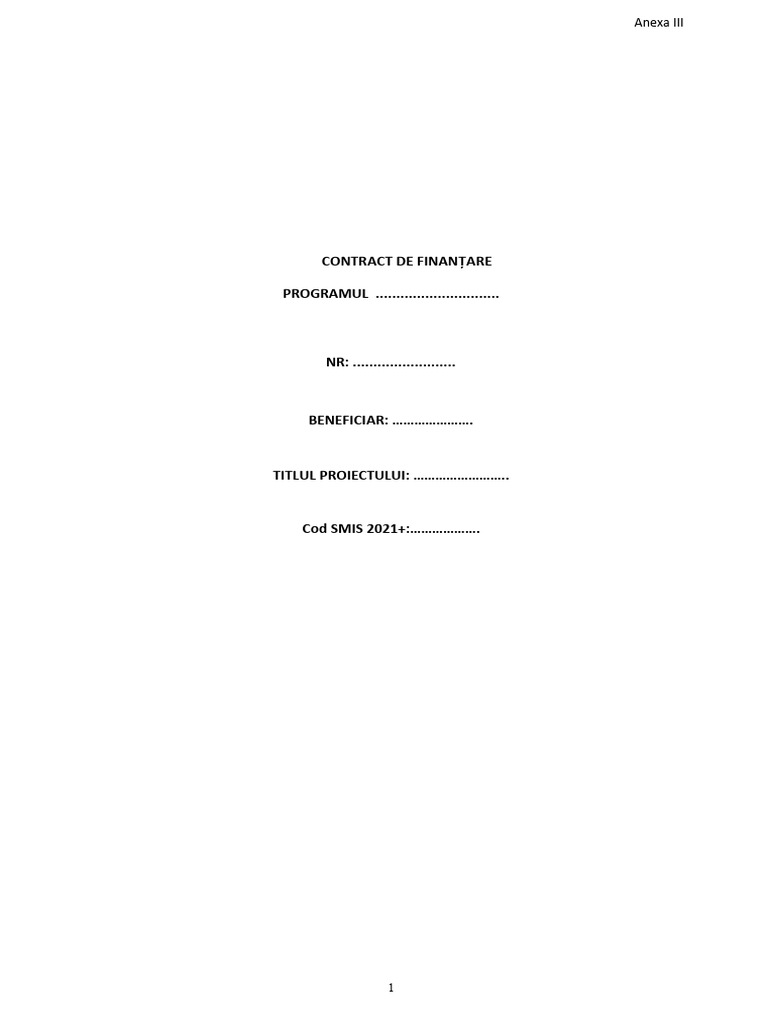 3.anexa III - Model Contract Finantare | PDF