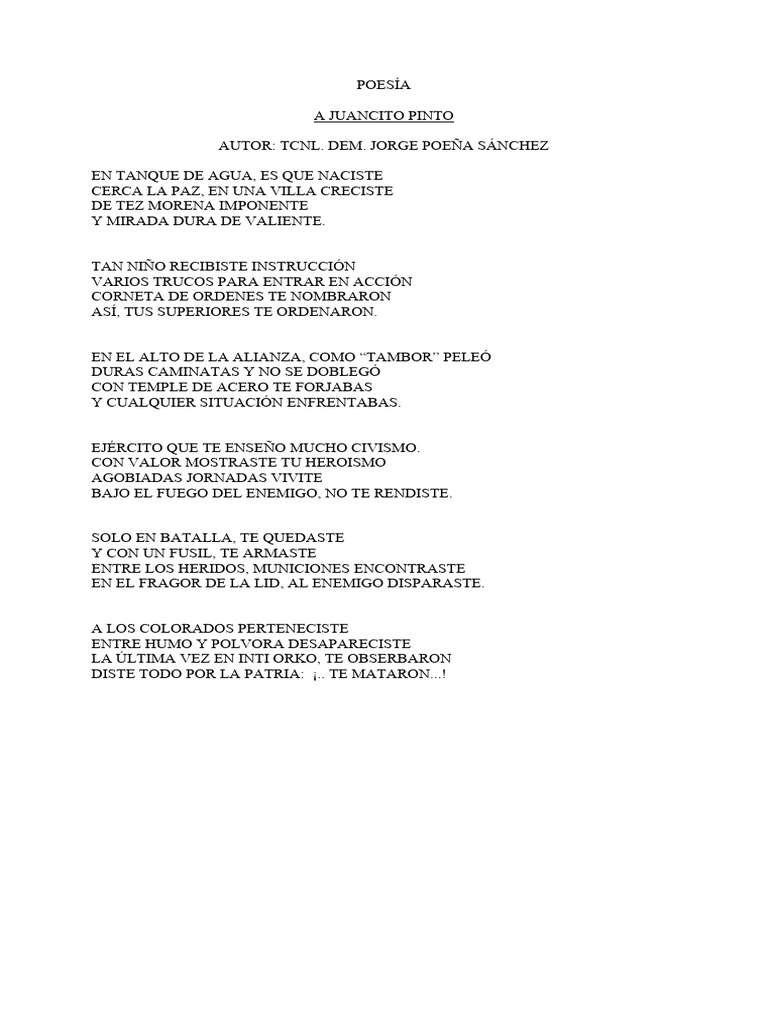 Poesía a Juancito Pinto | PDF