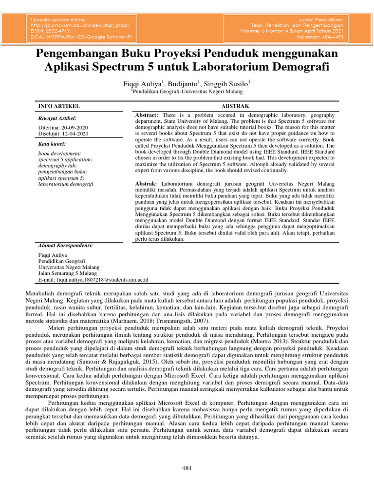 Pengembangan Buku Proyeksi Penduduk Menggunakan Ap | PDF | Komputer
