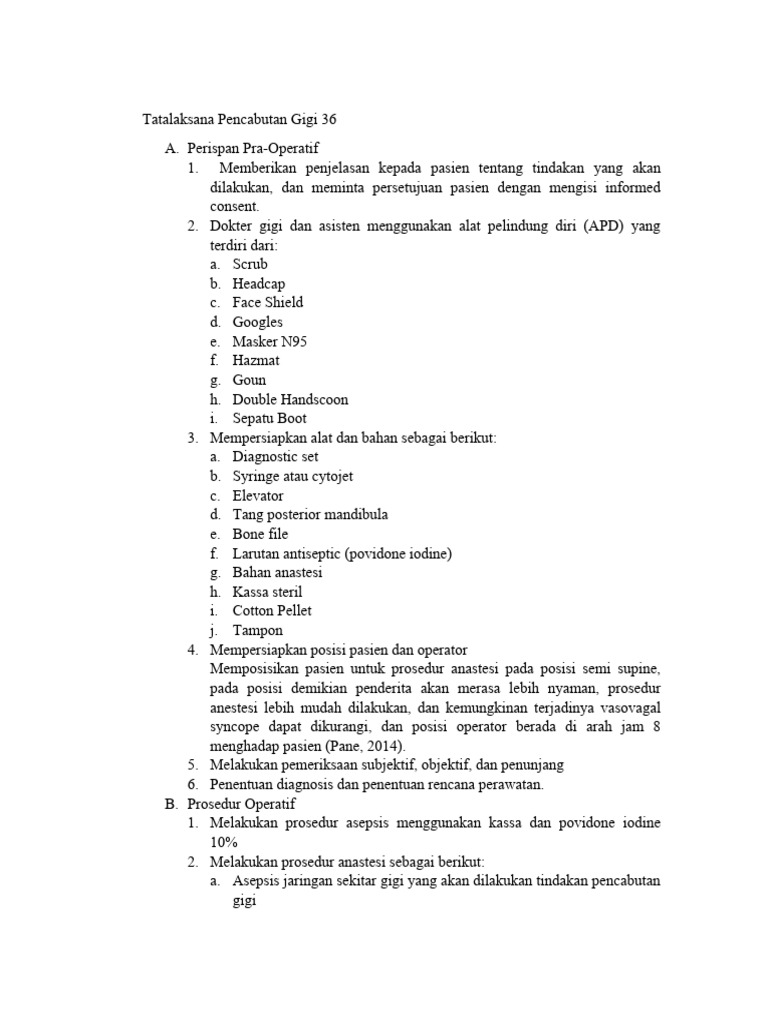 Tatalaksana Pencabutan Gigi 36 | PDF