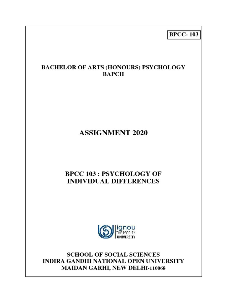 BPCC-103 Assignment 2020-21 (English) | PDF