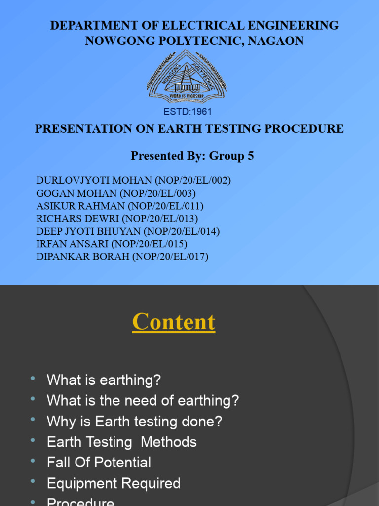 Earth Testing Procedure | PDF