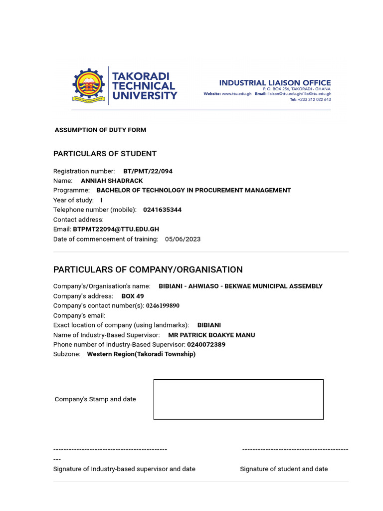 Portal Takoradi Technical University | PDF
