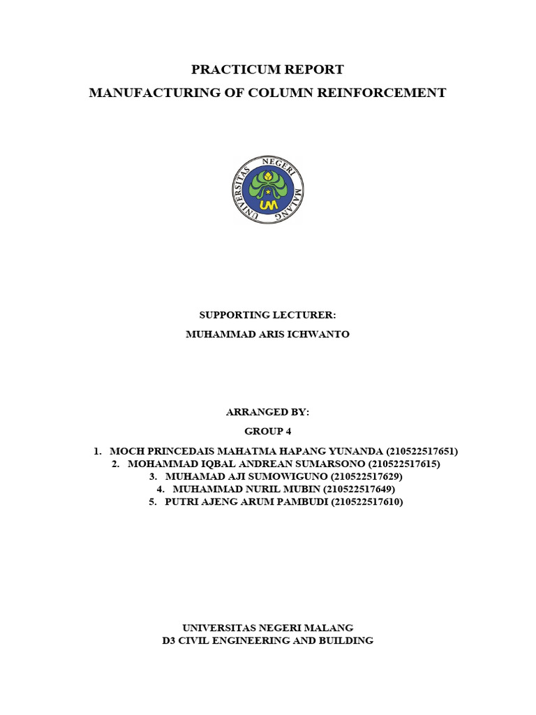 Group 4 - Practicum Report - M9 | PDF | Column | Beam (Structure)
