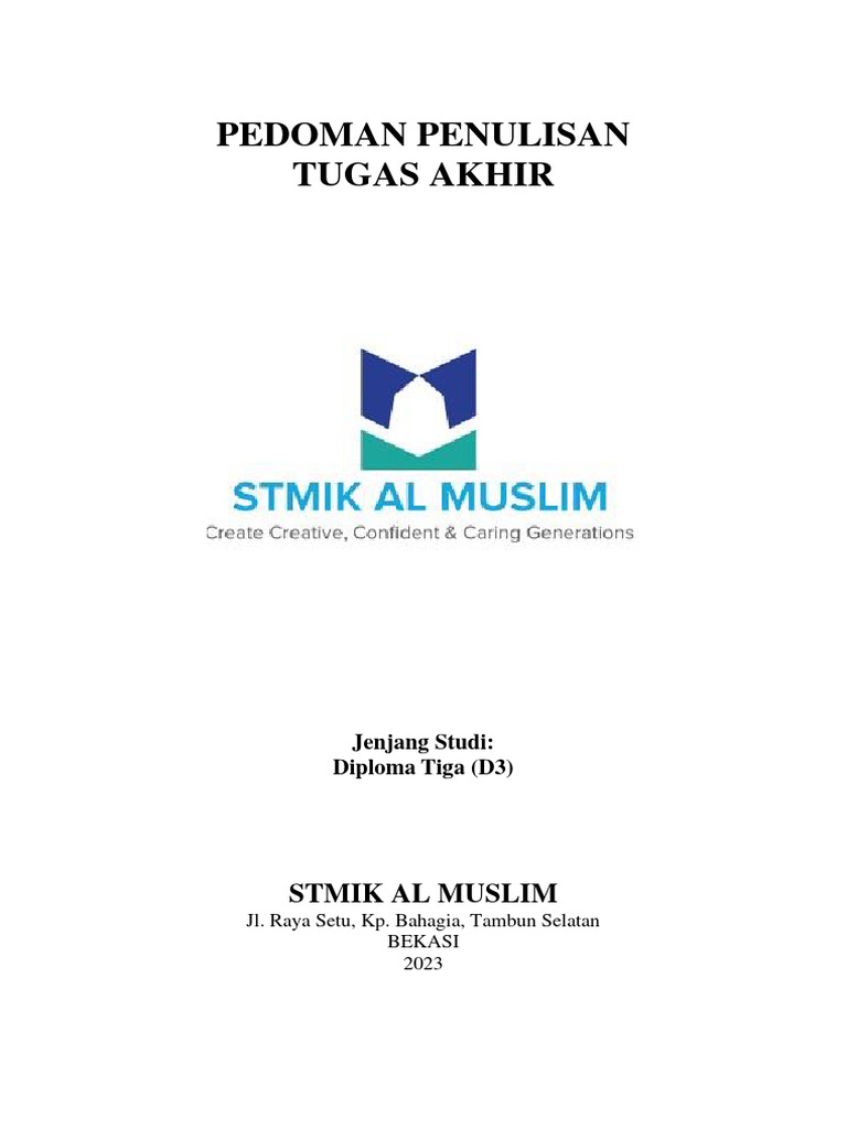 Pedoman Penulisan Tugas Akhir STMIK Al Muslim 2023 | PDF